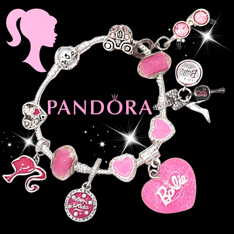 Pandora Bracelet With Barbie Pink Themed Charms - Etsy