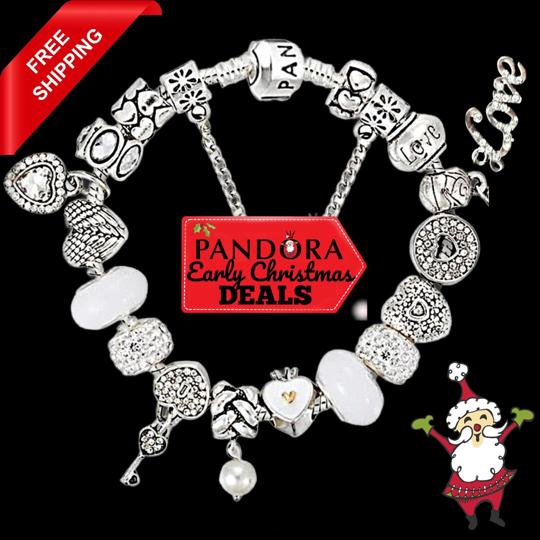 Pandora Bracelet With Rhinestone Heart Love Dangle Pearl - Etsy