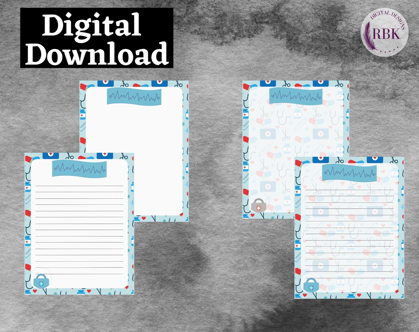 Medical Field Printable Stationery Set US Letter Size Pdf - Etsy