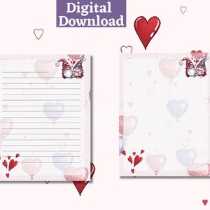 Love Gnomes Valentine Printable Stationery Set | US Letter Size Pdf ...