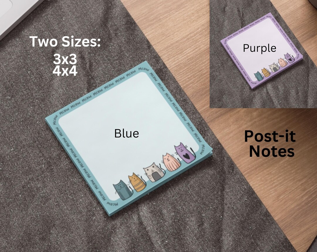 Whimsical Cats Post-it Note Pad, Cat Shelter Sticky Pad, Office ...