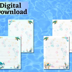Sea Life Printable Stationery Set | US Letter Size Pdf | Instant ...