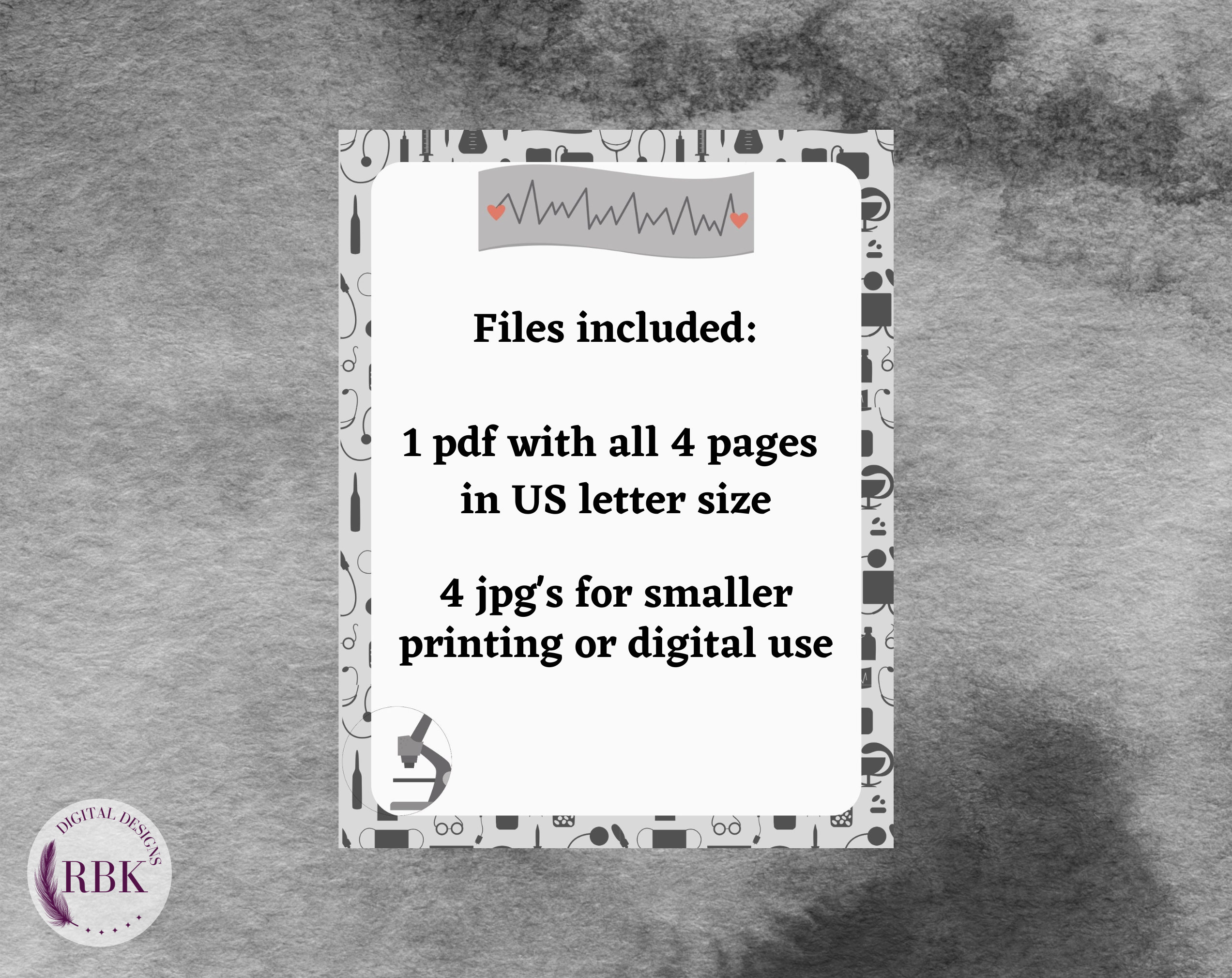 Medical Field Printable Stationery Set US Letter Size Pdf Instant ...