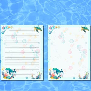 Sea Life Printable Stationery Set | US Letter Size Pdf | Instant ...