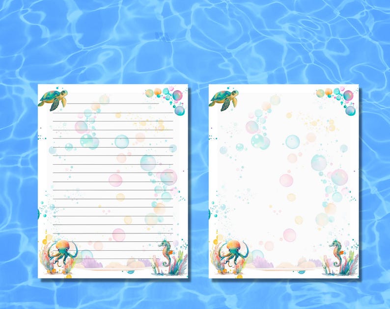 Sea Life Printable Stationery Set | US Letter Size Pdf | Instant ...