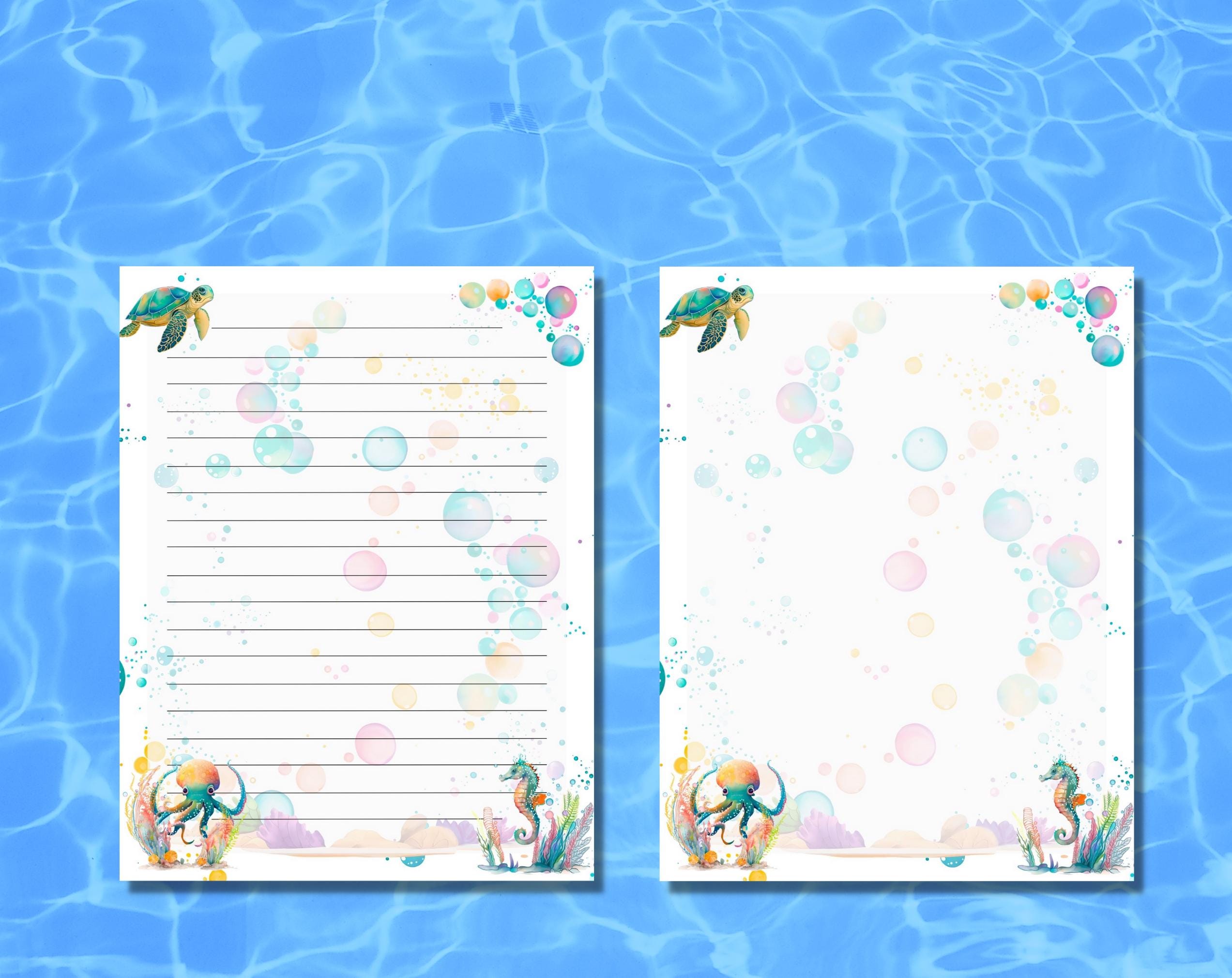 Sea Life Printable Stationery Set | US Letter Size Pdf | Instant ...