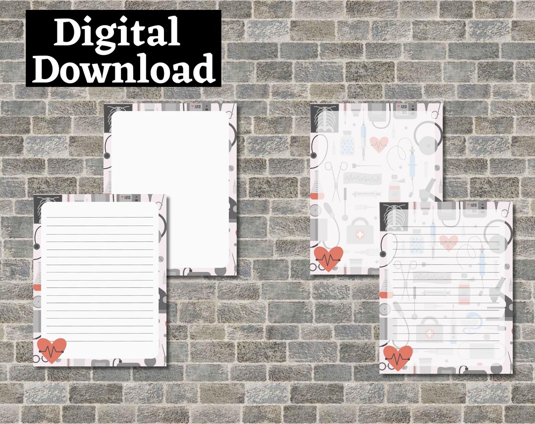 Medical Field Printable Stationery Set | US Letter Size Pdf | Instant ...