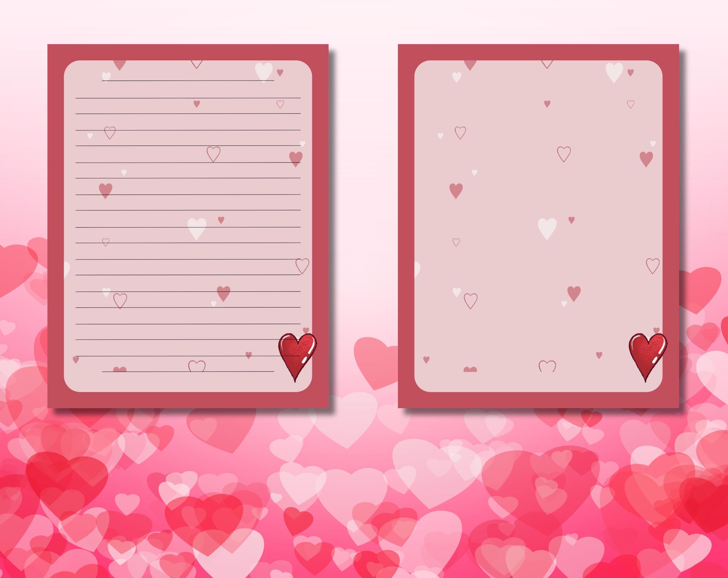 Valentine Printable Stationery Set | US Letter Size Pdf | Instant ...