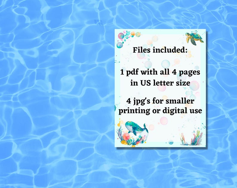 Sea Life Printable Stationery Set | US Letter Size Pdf | Instant ...