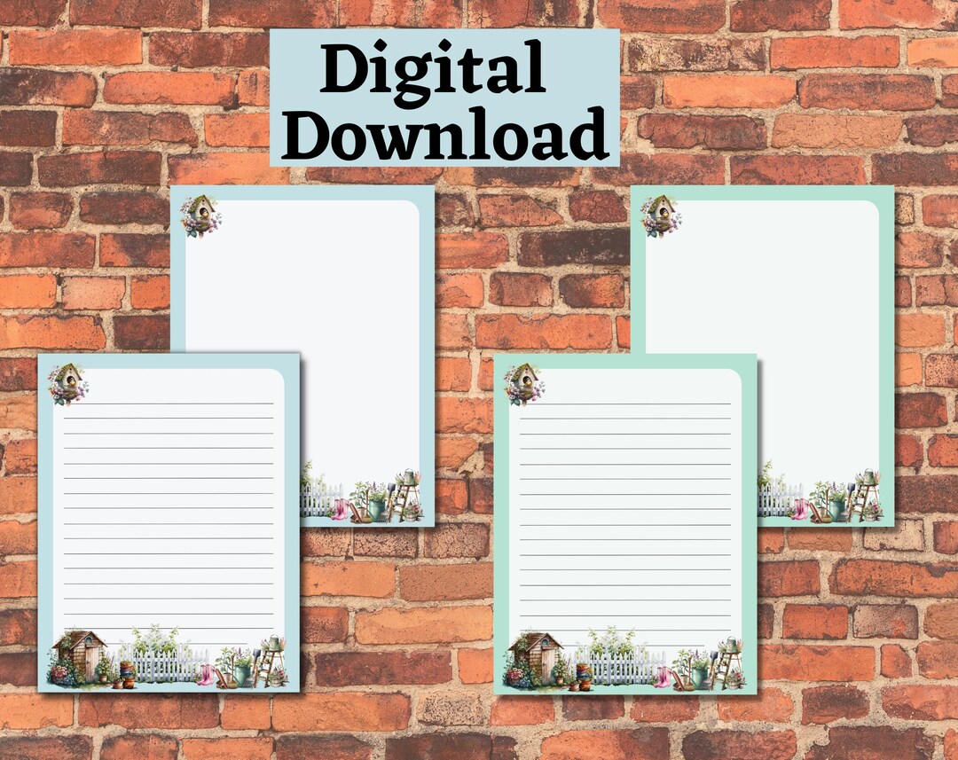 Garden Printable Stationery Set | US Letter Size Pdf | Instant Digital ...