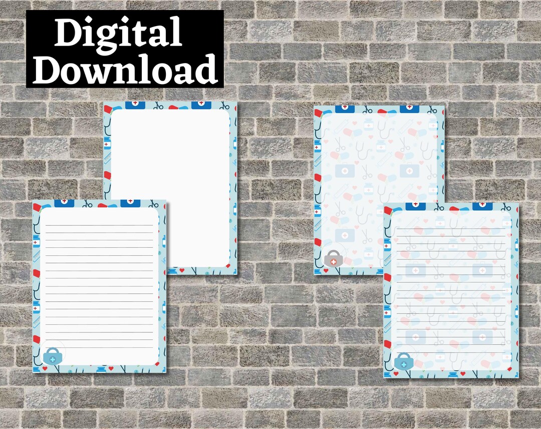 Medical Field Printable Stationery Set | US Letter Size Pdf | Instant ...