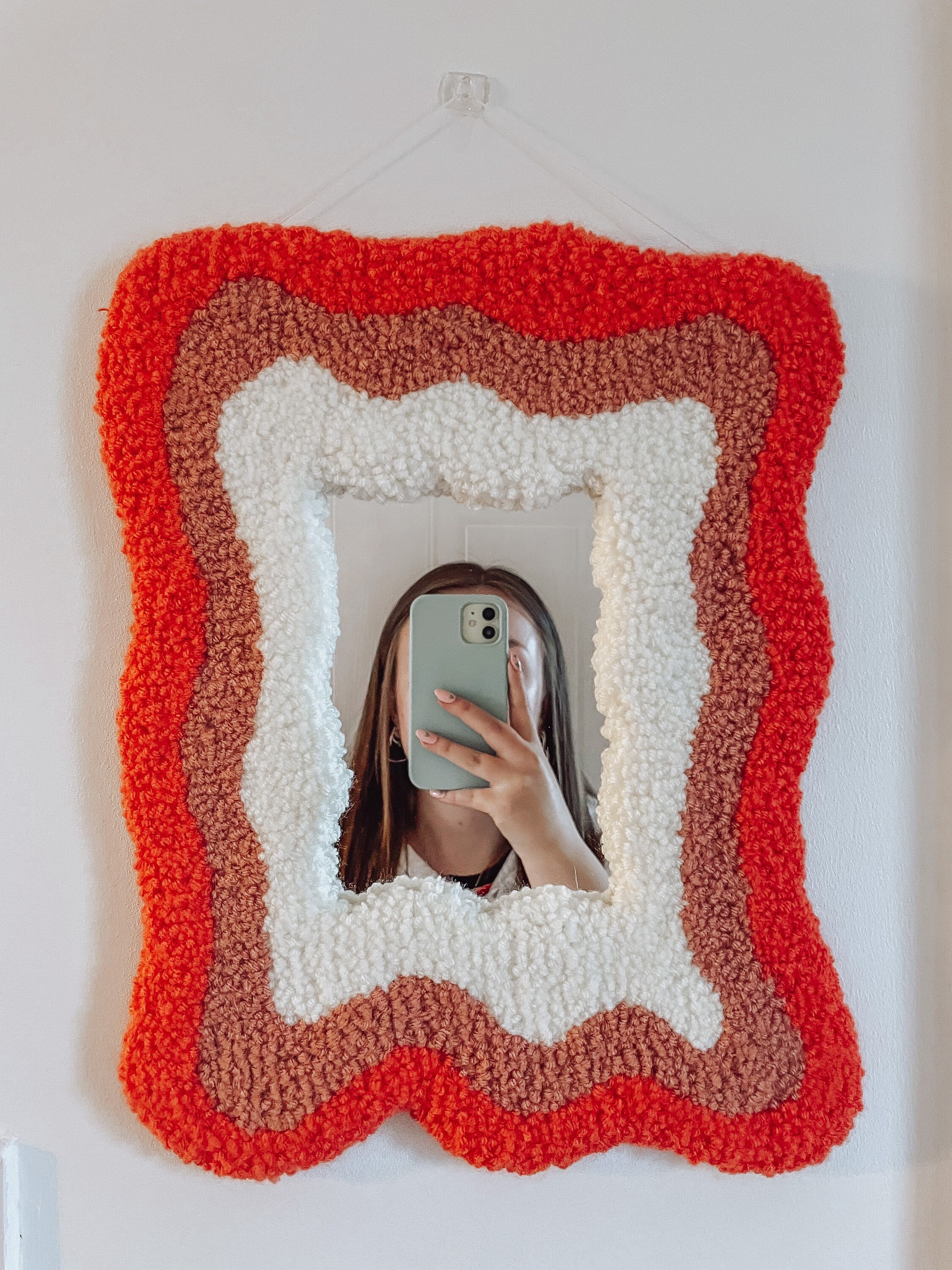 Custom Wavy Tufted Mirror Punch Needle Handmade Home - Etsy