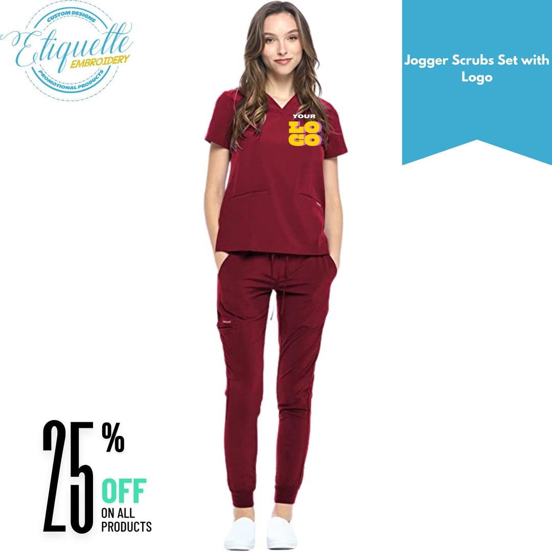 Custom Embroidered Scrubs | Personalized Jogger Scrubs for Nurses | 4 ...