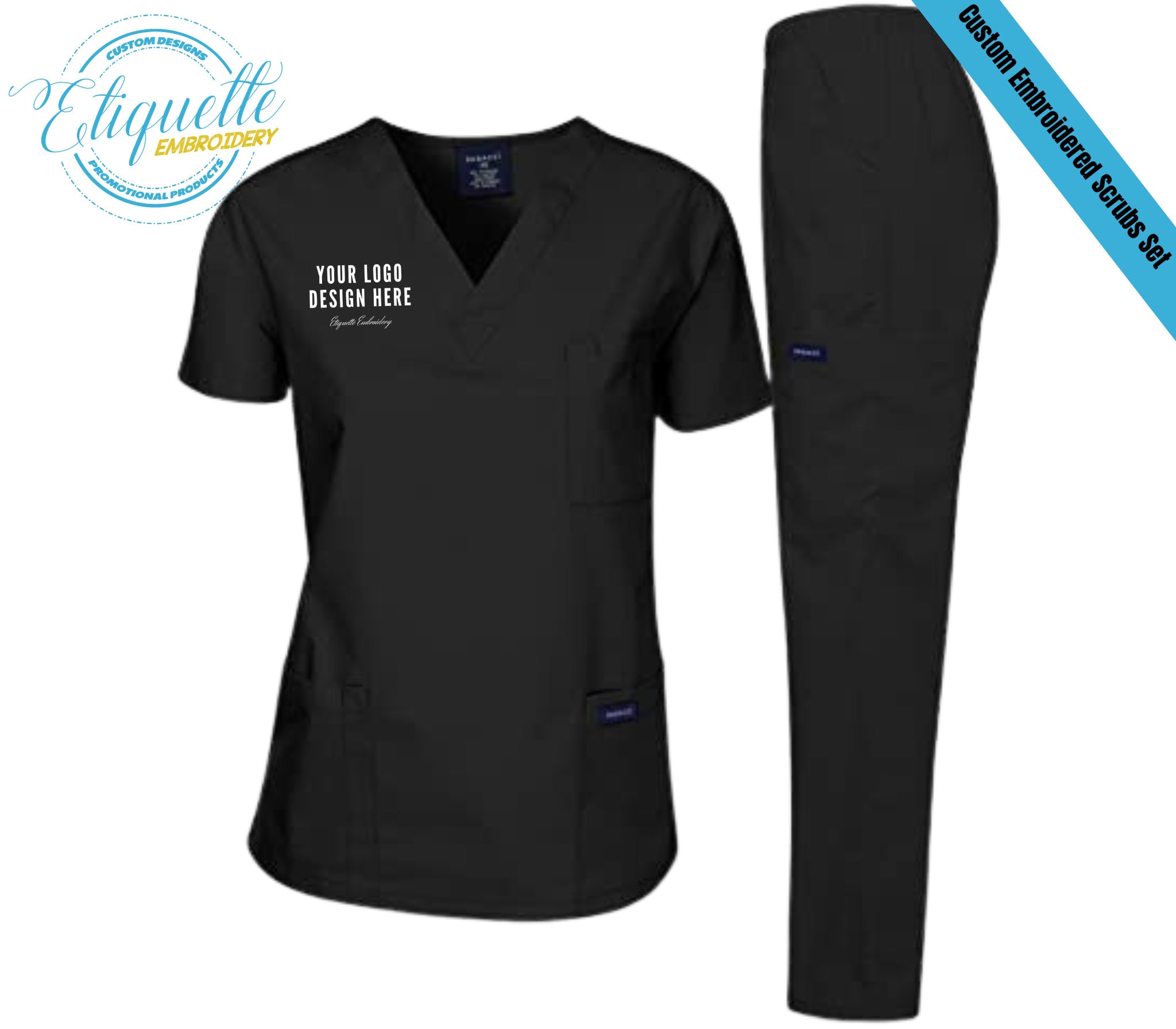 Nurse Scrubs Set With Custom Logo Logo Embroidery Design - Etsy