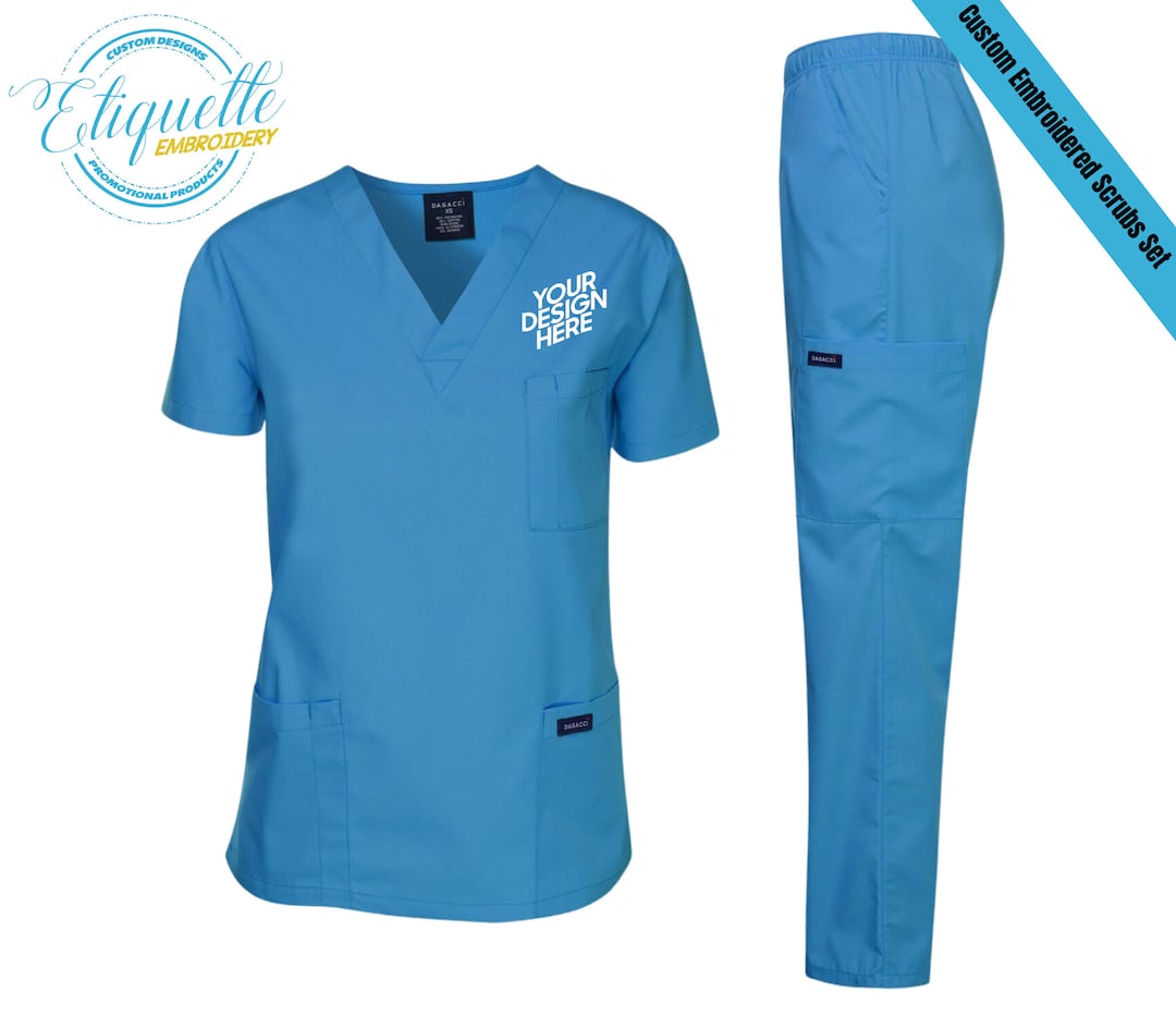 Dentist Scrubs Set With Custom Text Embroidery | Personalized Dental ...