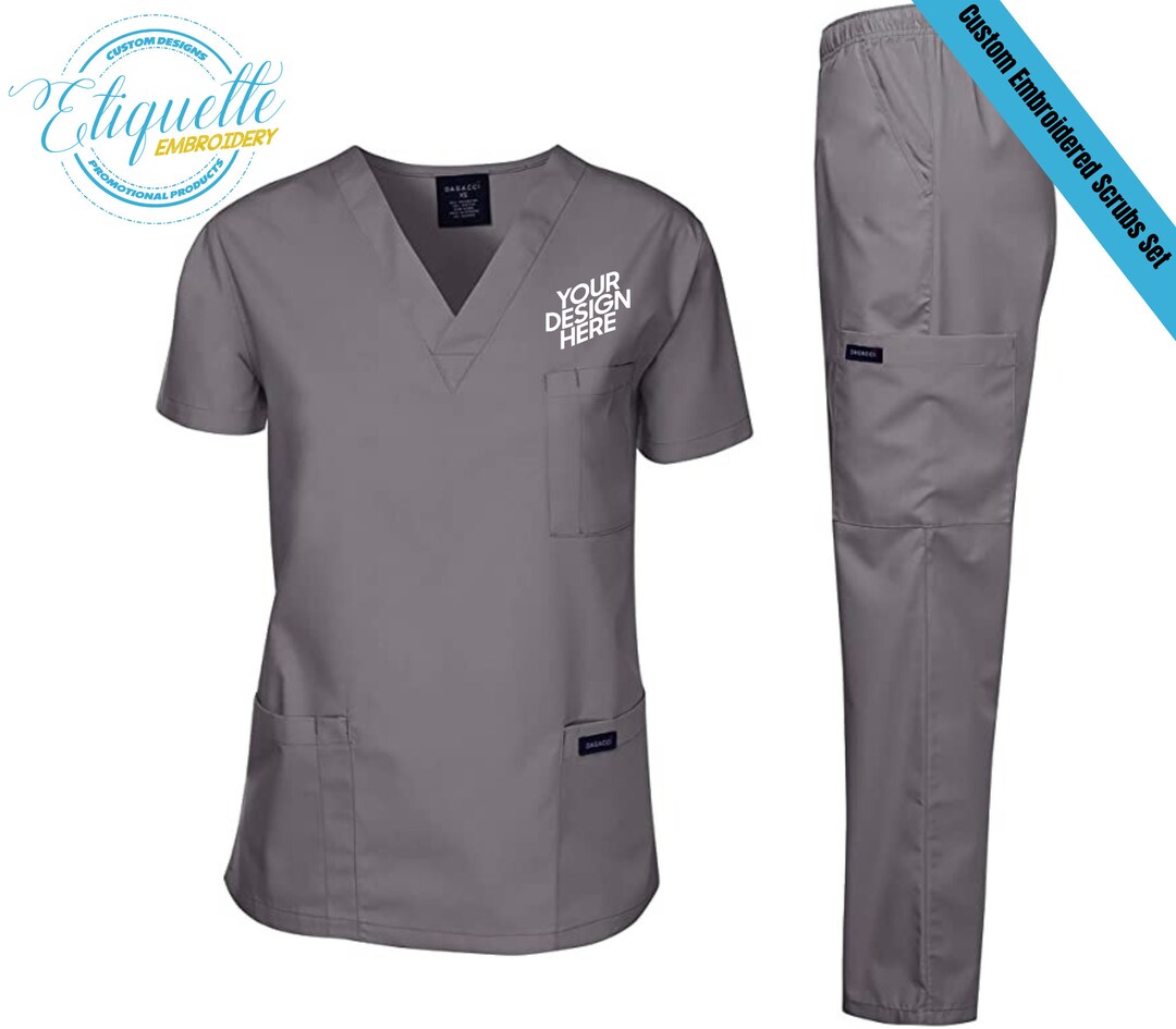 Custom Embroidered Scrubs Set: Nail Technician Uniform - Etsy