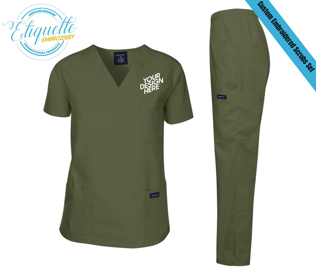 Custom Embroidered Scrubs Set: Unisex Medical Uniform - Etsy