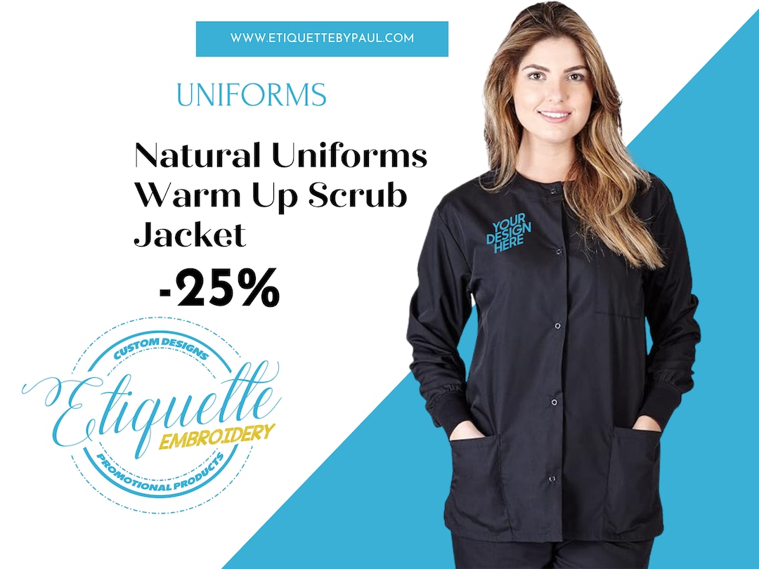 Custom Embroidered Scrub Jacket: Natural Uniforms Healthcare Workwear ...