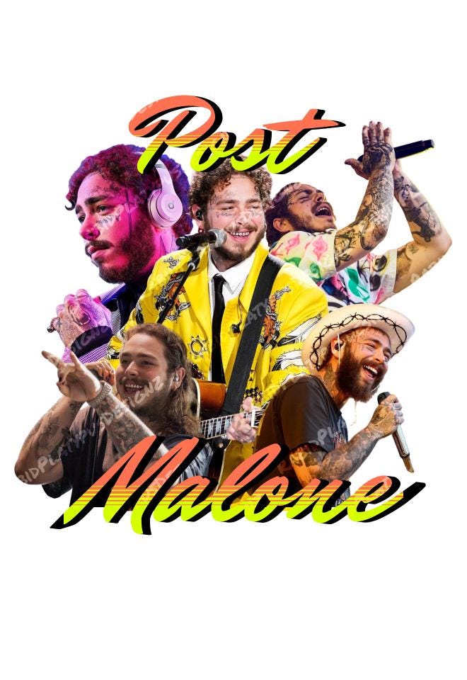 Post Malone Digital File | PNG for T-shirts, Sublimation, Heat Transfer ...