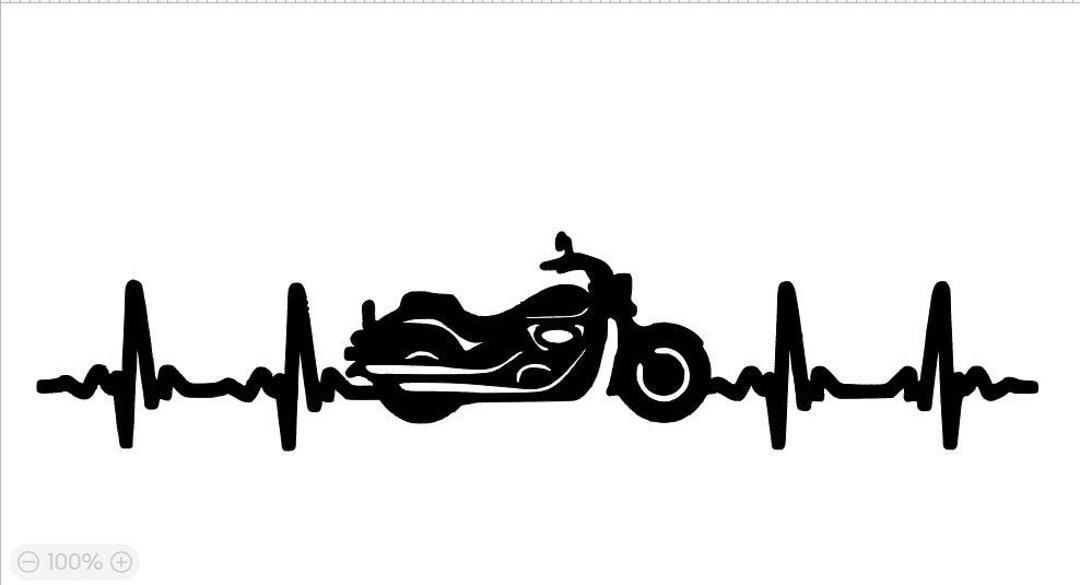 Heart Beat Rhythm BIKE RIDER Motorcycle, Vinyl Decal, Sticker, Pulse ...