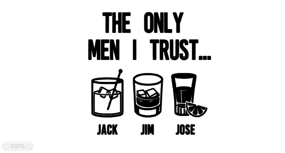 The Only Men I Trust Jack Jim Jose Vinyl Decal, Funny Decal, Alcohol ...