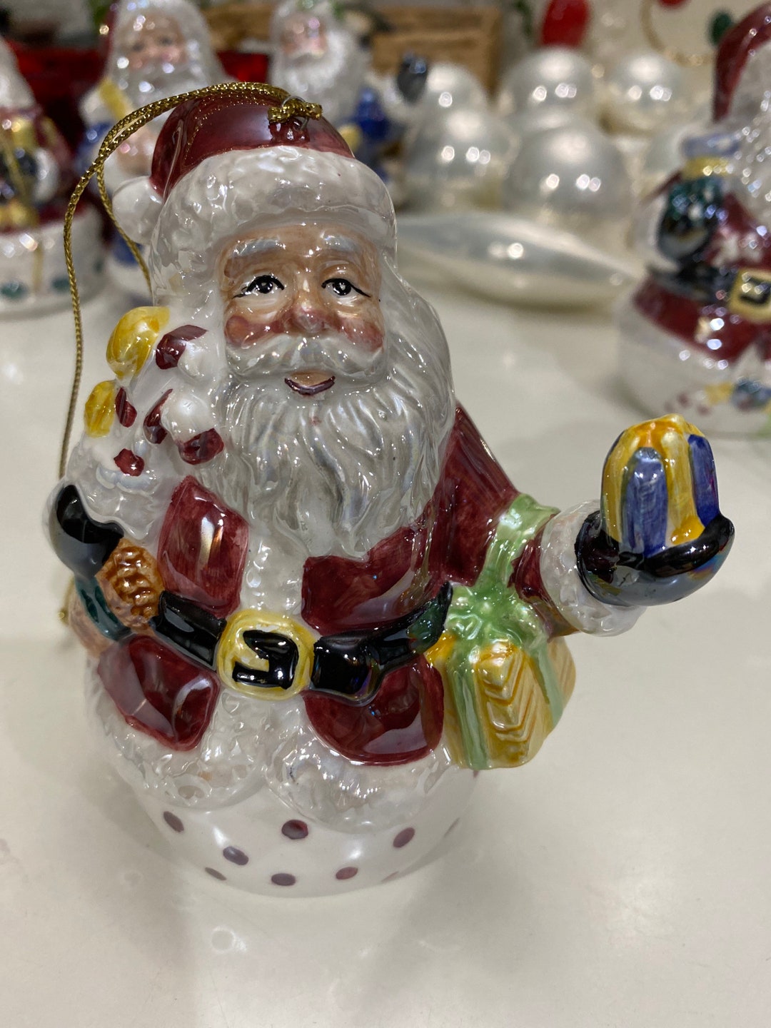 Vintage Santa Clause Ceramic Christmas Hanging Ornament Red - Etsy