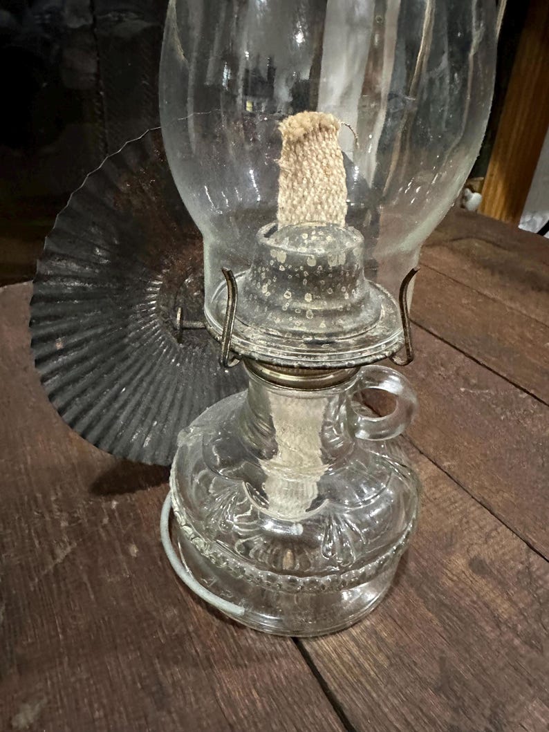 Antique Glass Oil Lamp - Estimated 100 Years Old - Etsy