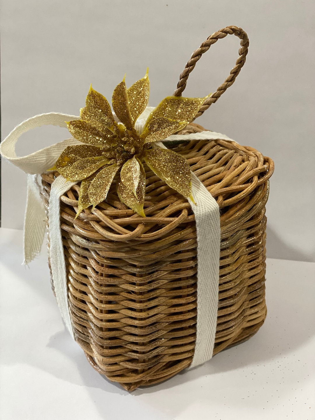 Rattan Gift Box With Ribbon Ornament - Etsy