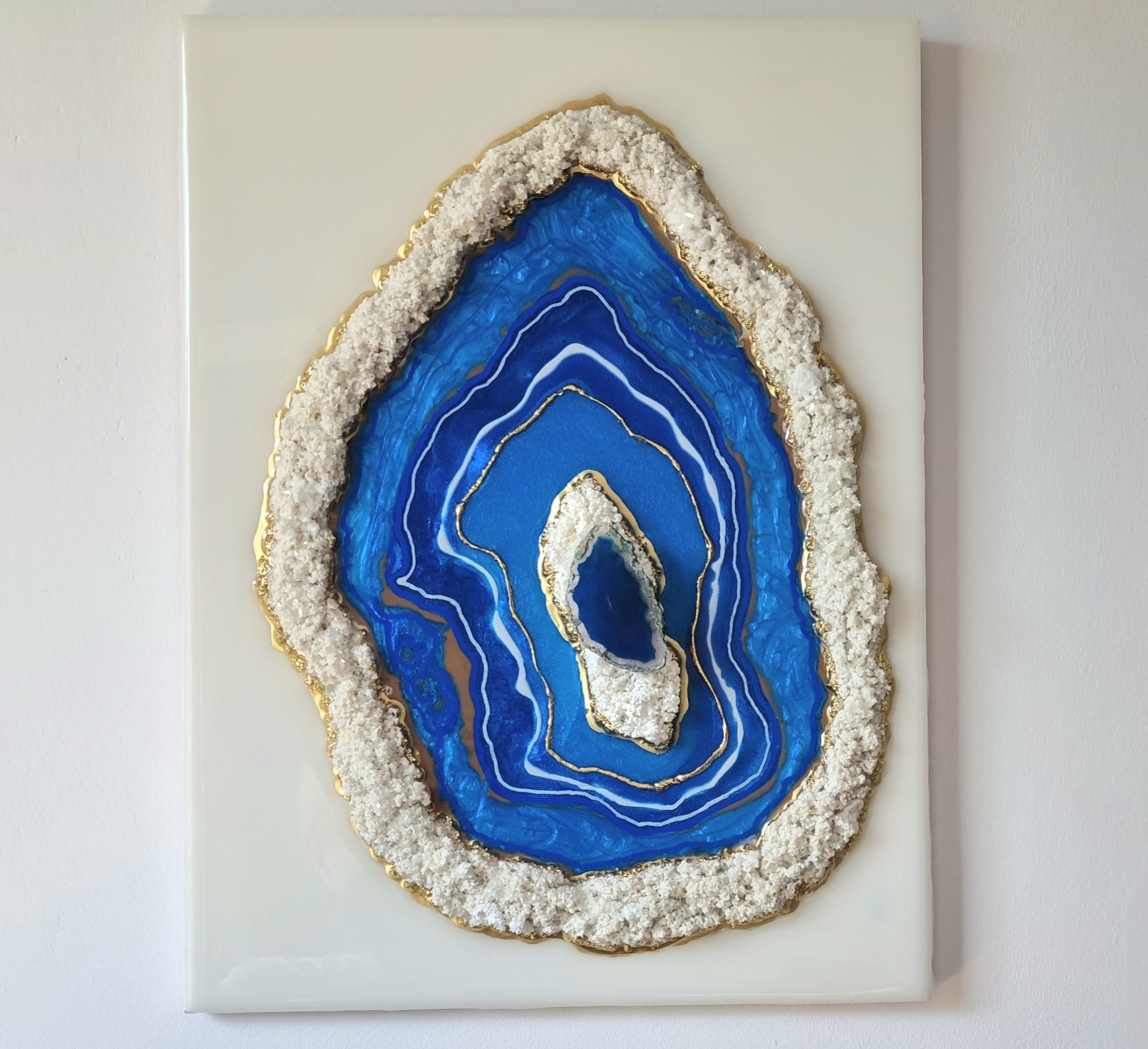 Wall Decor, Resin Wall Art, Crystal Geode Decor, Resin Geode Art, Blue ...
