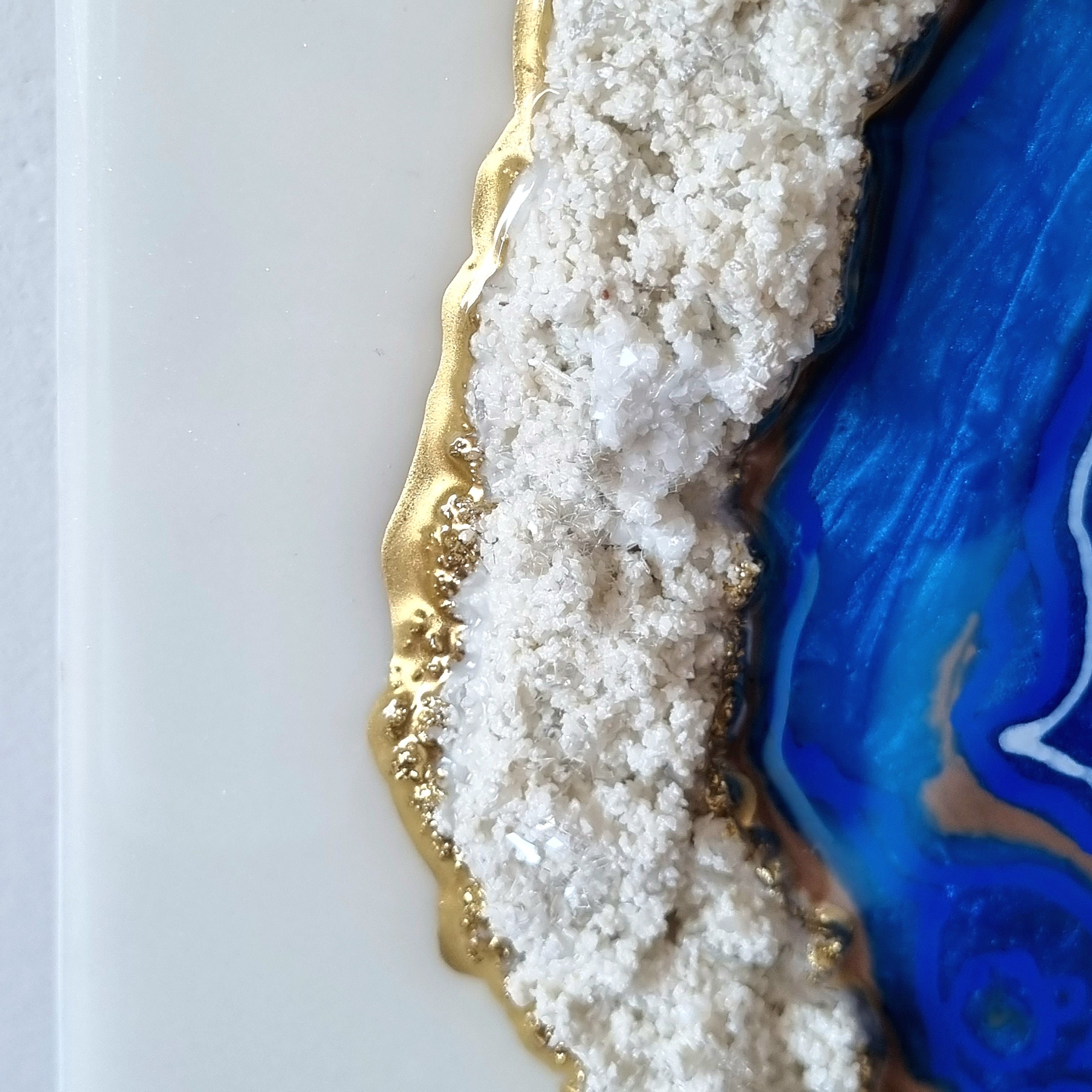 Wall Decor, Resin Wall Art, Crystal Geode Decor, Resin Geode Art, Blue ...