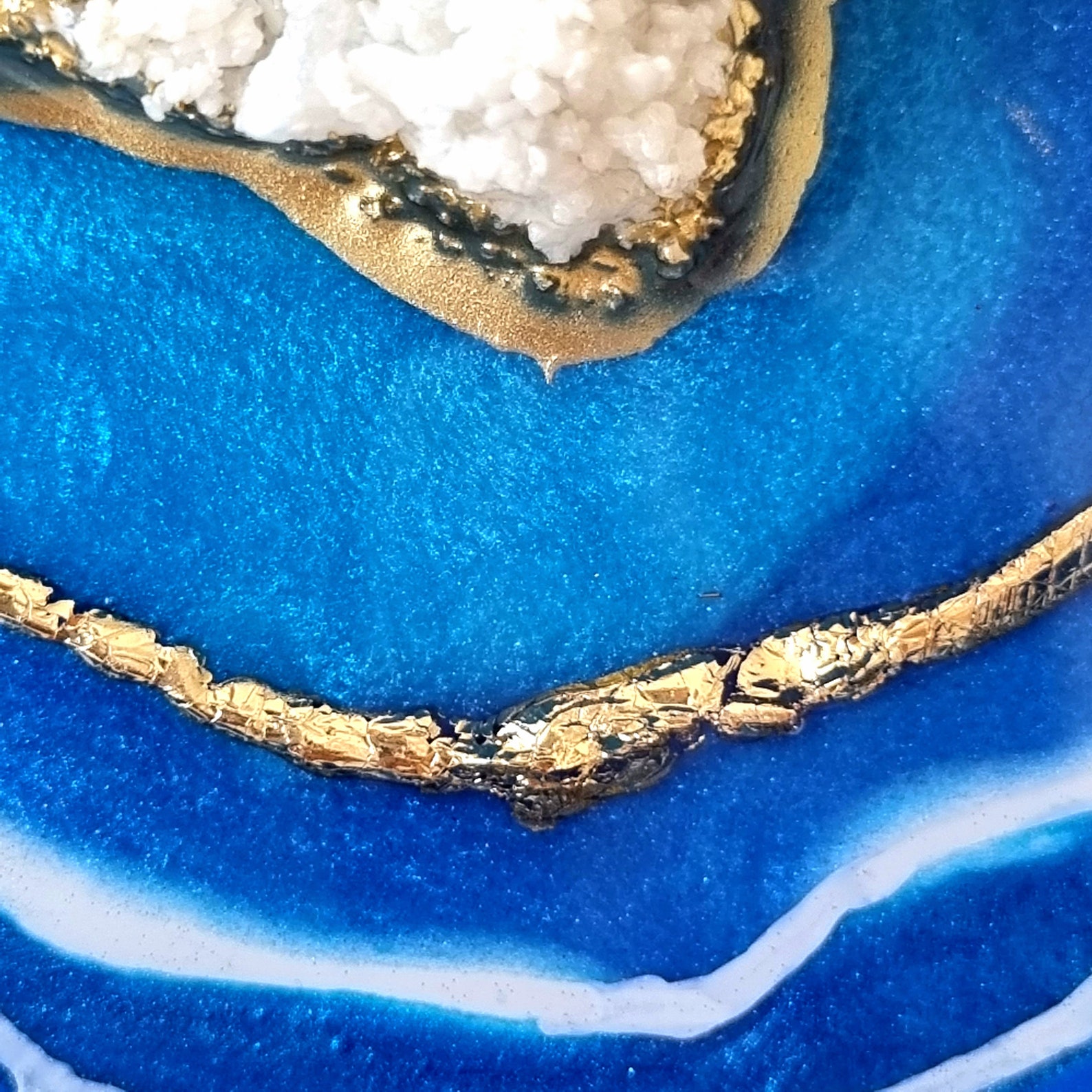 Wall Decor, Resin Wall Art, Crystal Geode Decor, Resin Geode Art, Blue ...