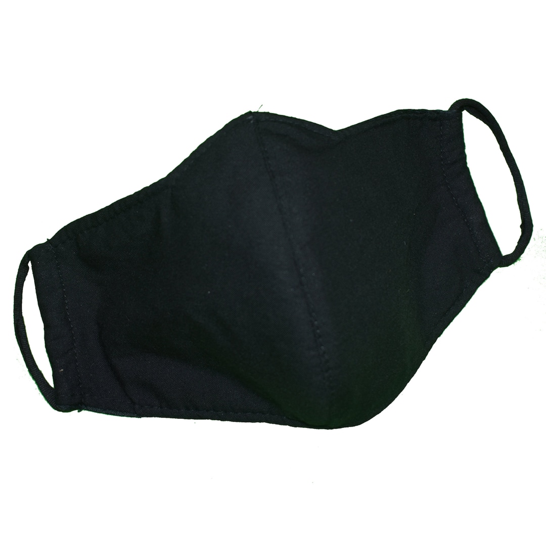 Black Contoured Face Mask Three Layers With Filter Comfortable Reusable ...