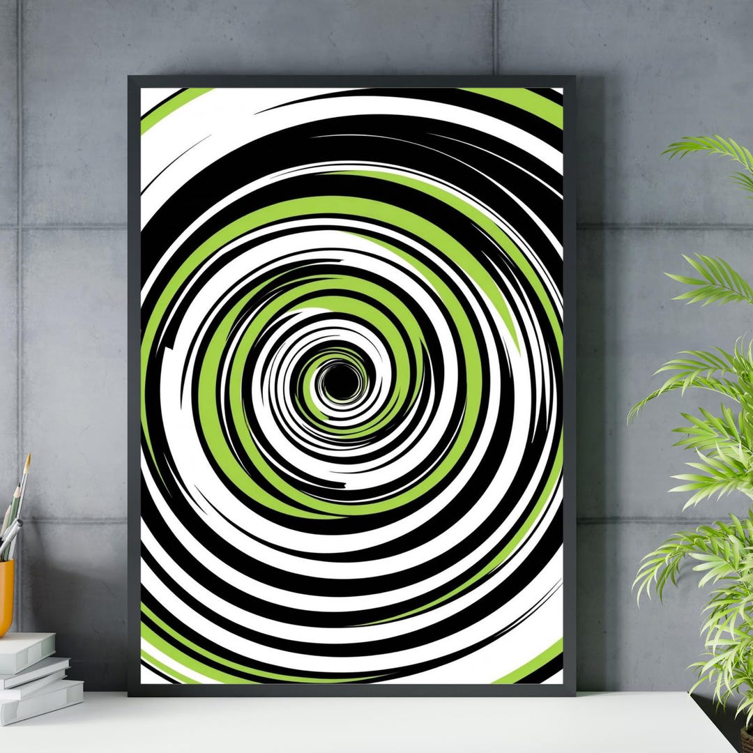 Abstract Optical Illusion Wall Art, Modern Geometric Decor, Bold ...