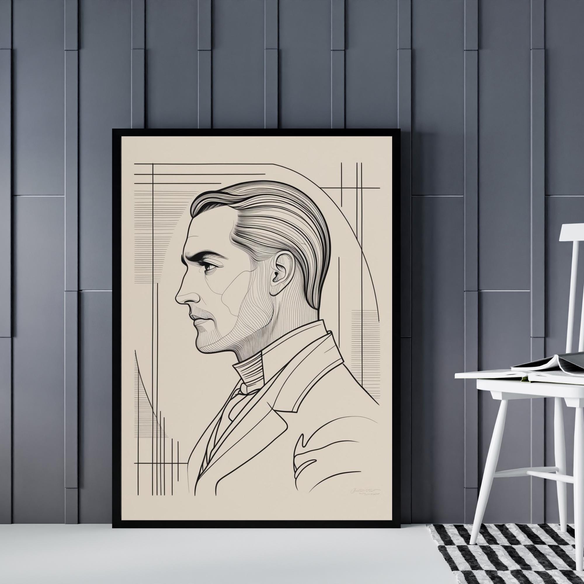 Minimalist Male Line Art, Digital Wall Art Print, Modern Masculine ...