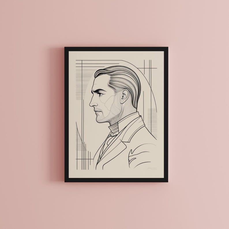 Minimalist Male Line Art, Digital Wall Art Print, Modern Masculine ...