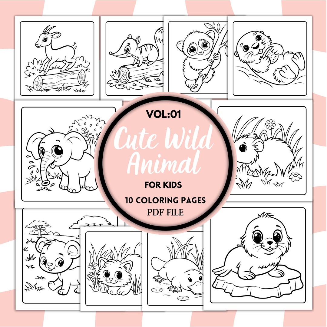 Cute Wild Animal Coloring Pages for Kids – Fun Printable Safari ...