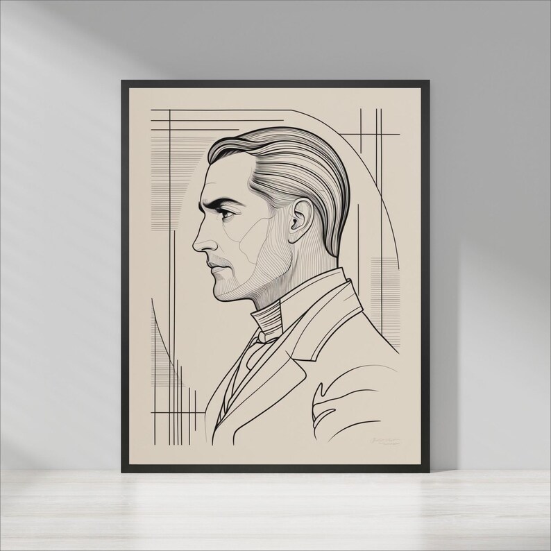 Minimalist Male Line Art, Digital Wall Art Print, Modern Masculine ...