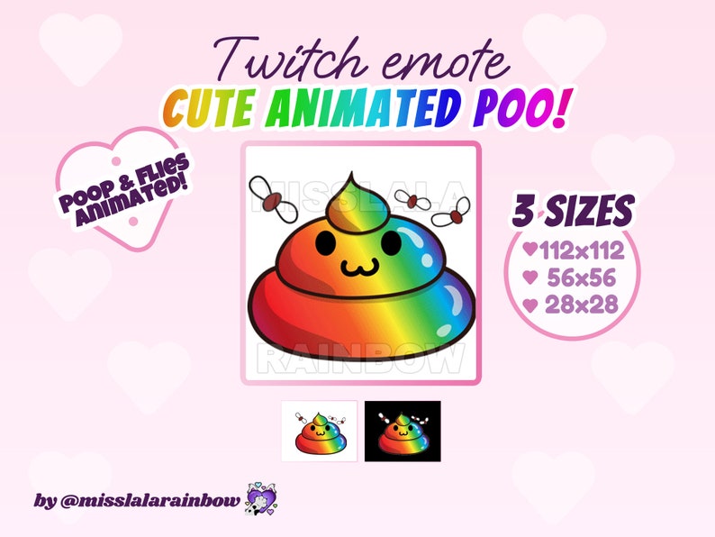 Funny Cute Poop ANIMATED Emote / Rainbow Colors / Bouncing Animation ...