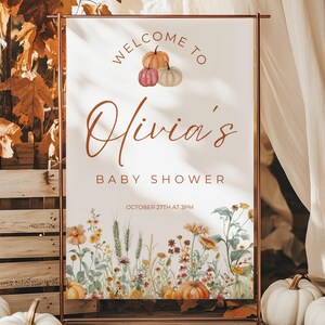 Little Pumpkin Baby Shower Welcome Sign Fall Baby Shower Sign Pumpkin ...