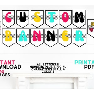 Retro Custom Banner, Printable PDF BANNER, Birthday Banner, Printable ...