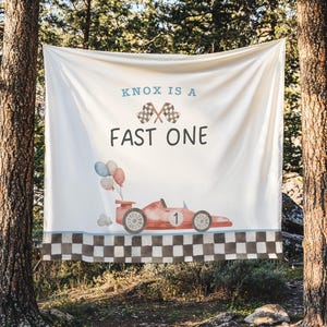 Fast One Birthday Personalized Banner 1st Birthday Racecar Party Decor ...