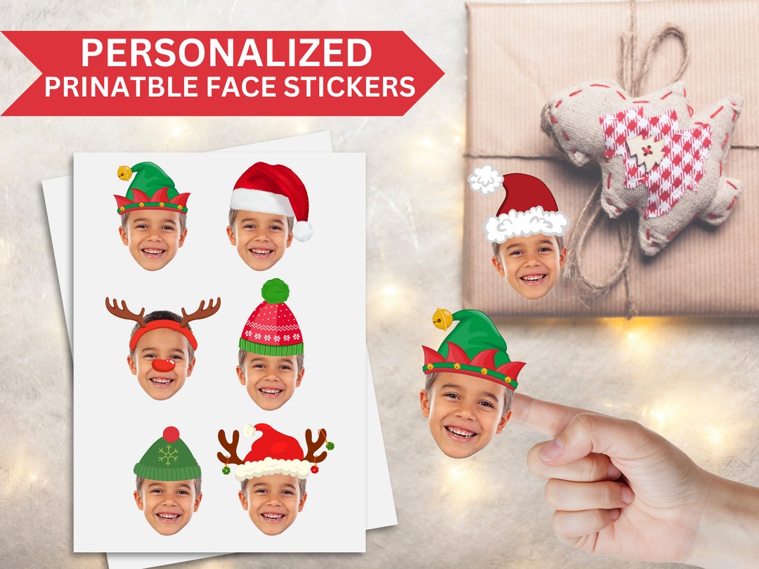 Christmas Present Face Stickers, Present Stickers, Christmas Gift ...