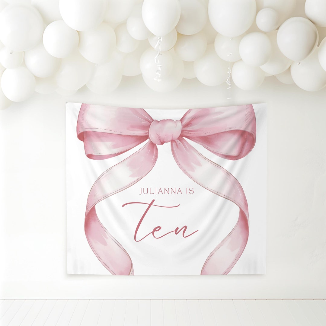 10 Year Old Girl Birthday Personalized Banner Pink Coquette 10th ...
