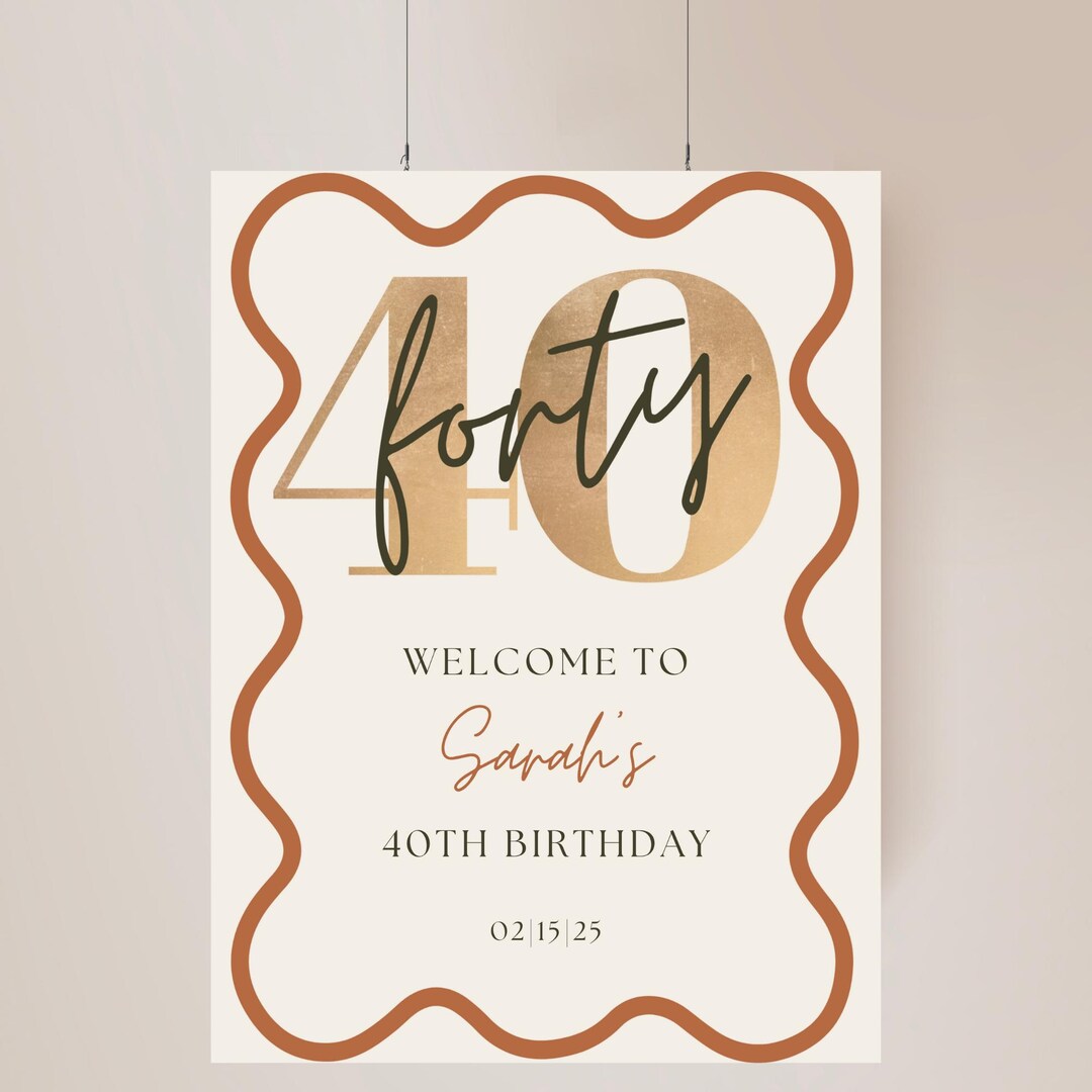 Happy 40th Birthday Welcome Sign Birthday 40 Template Modern ...