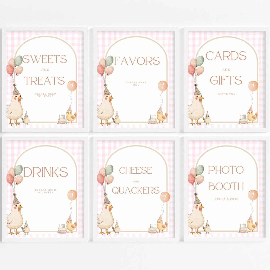 One Cute Chick Birthday Editable Sign Bundle Chicken Themed First ...