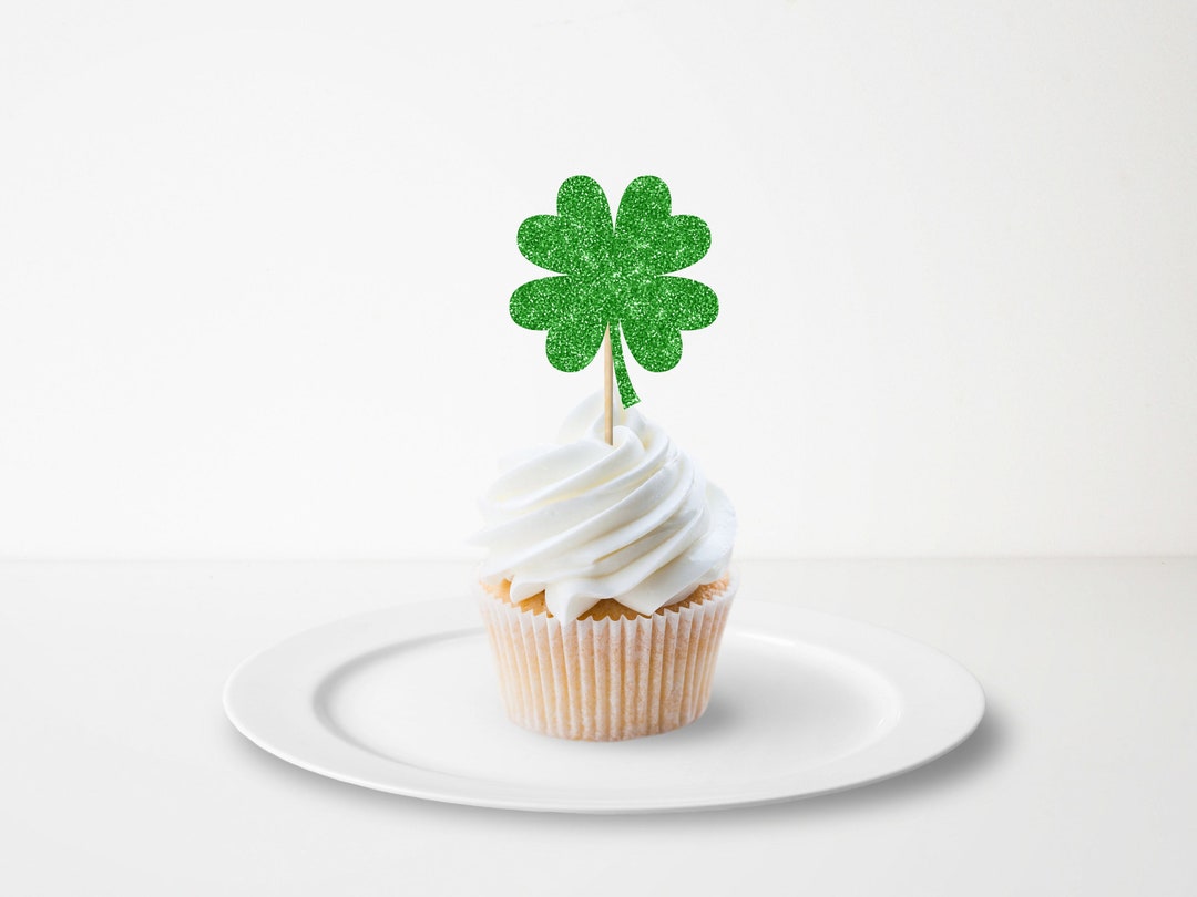Shamrock Cupcake Toppers 4 Leaf Clover Cupcake Toppers - Etsy