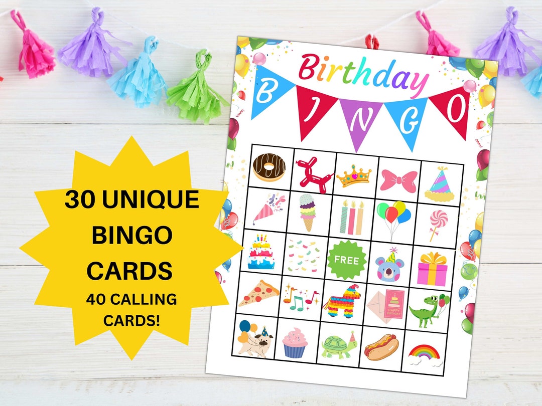 Birthday Bingo, Printable Birthday Bingo, Birthday Party Activities ...