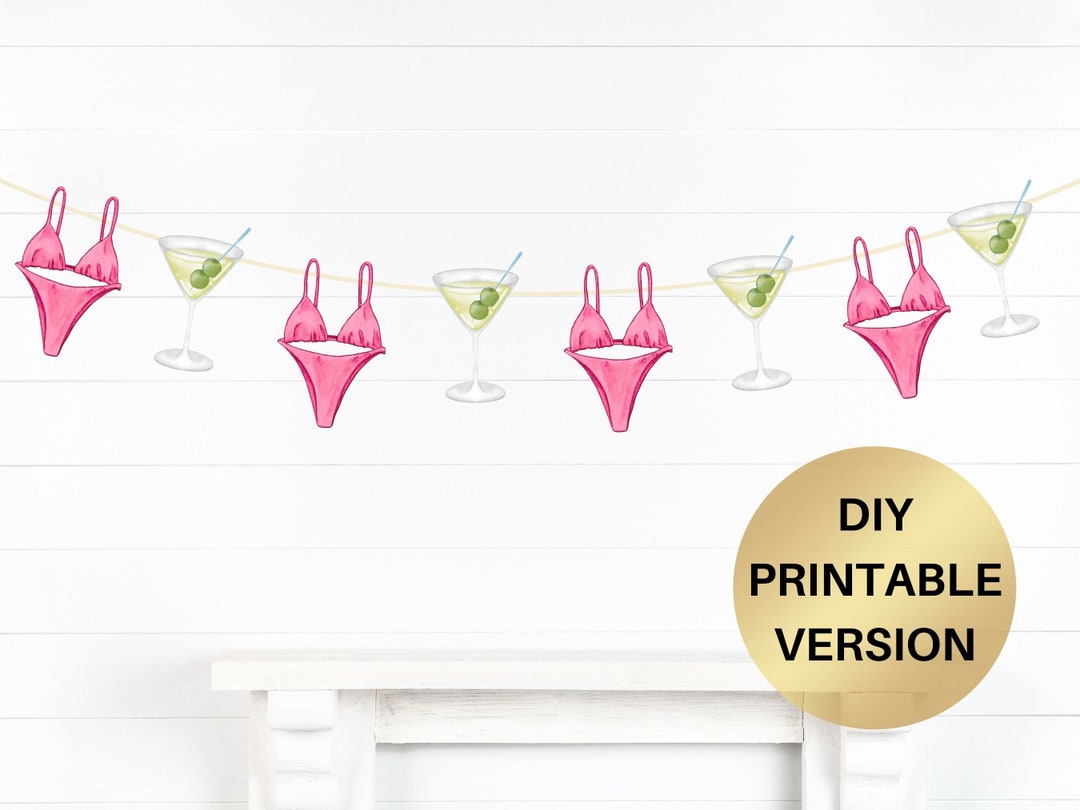 Bikinis and Martinis Banner Martini Themed Party Decorations Bikini ...