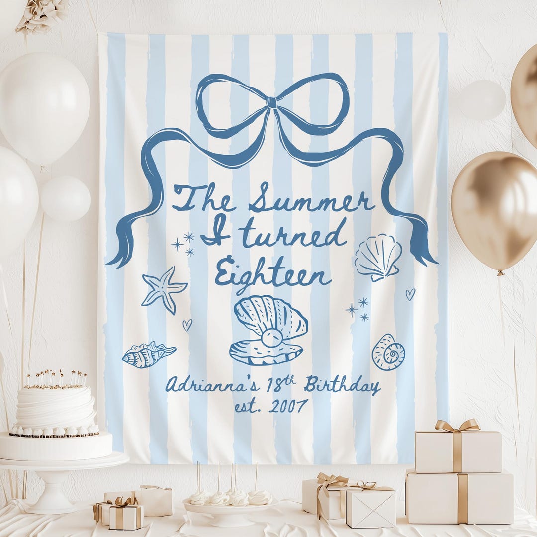 The Summer I Turned 18 Birthday Banner Any Age Custom Party Sign ...