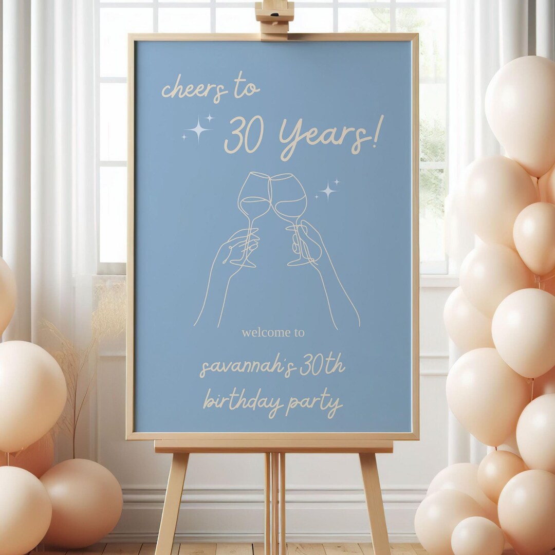Cheers to 30 Years Welcome Sign Aesthetic Birthday Welcome Sign Modern ...